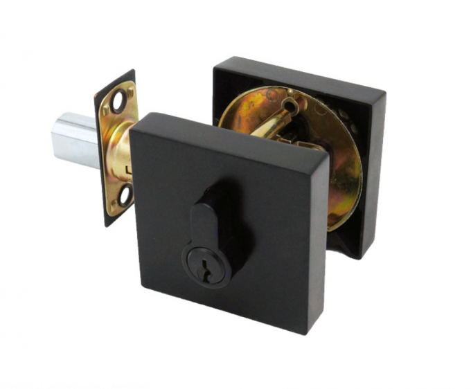 Brass Cylinder Square Deadbolt Lock Matte Black SC1 KW1 Tooth Type