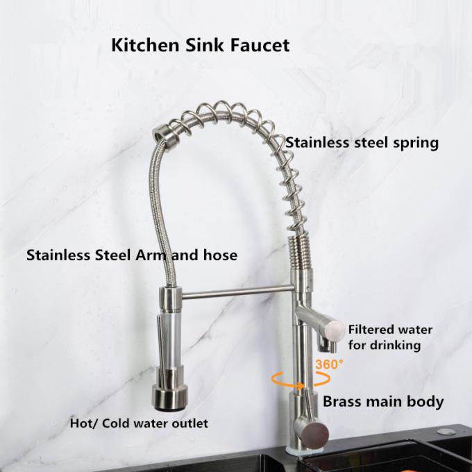 Nickel Smart 3 IN 1 Water Faucet With Filtered Deck Mounted