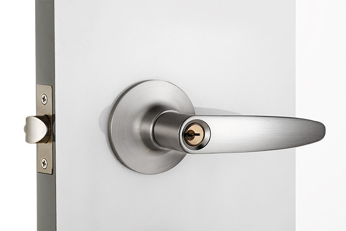 Privacy Door Tubular Cylinder Lock Front Satin Nickel Lever Handle