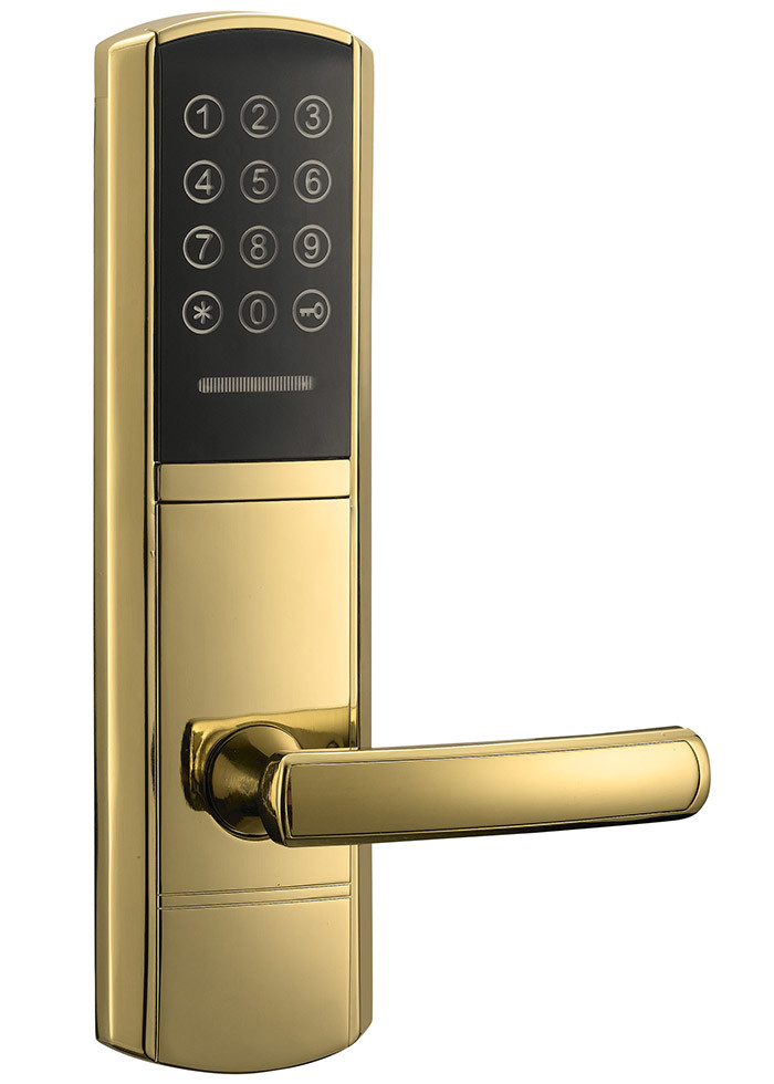 PVD gold Electronic Door Lock Unlocked by Password or Emid Card